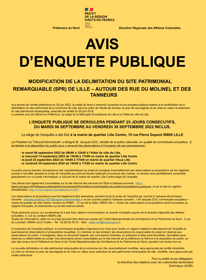 Avis d’enquête publique | Ministère de la Culture