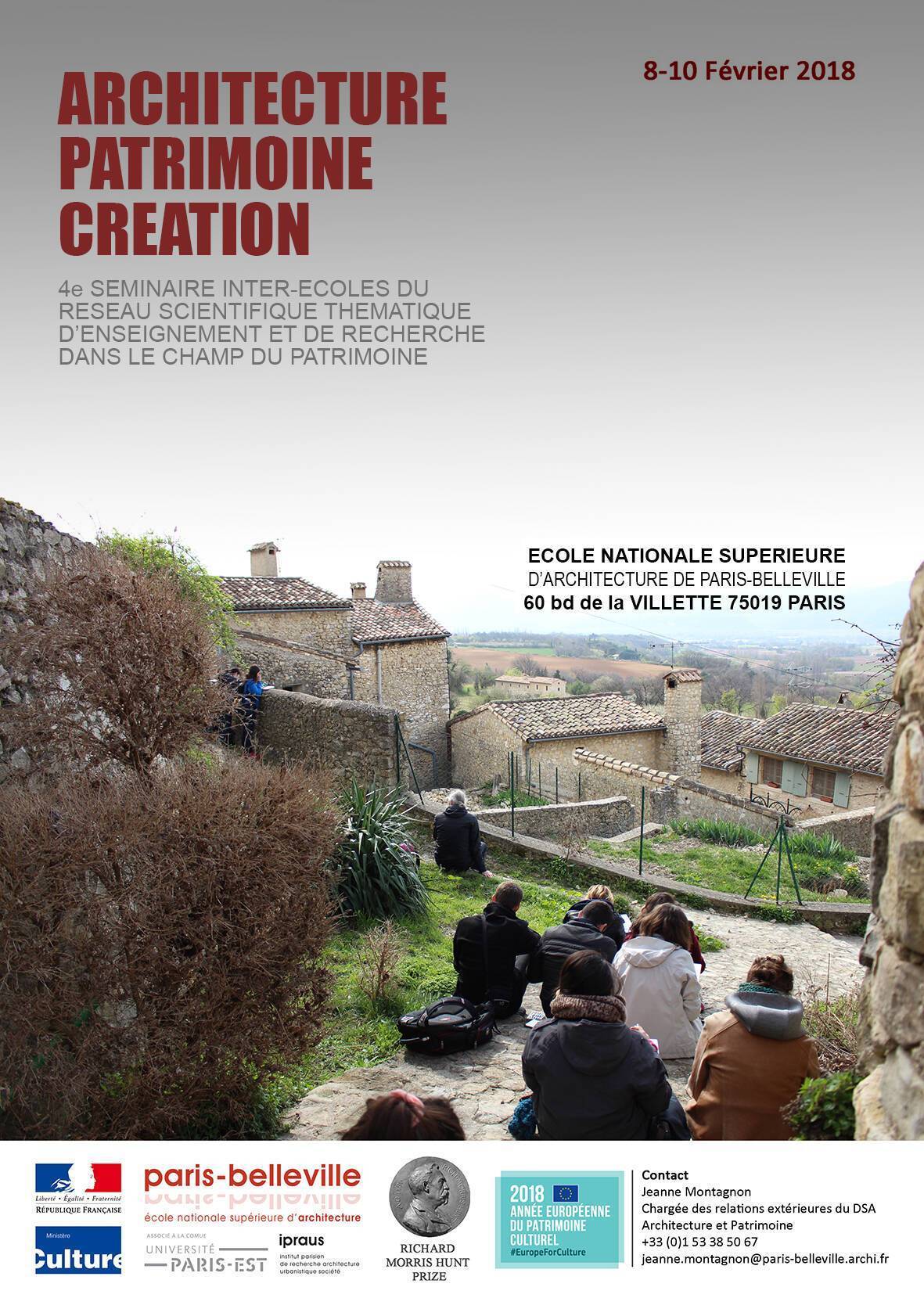 ECOLE NATIONALE SUPERIEURE D'ARCHITECTURE DE PARIS-BELLEVILLE. Tél. : Fax